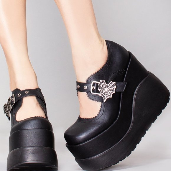 Demonia | Shoes | Demonia Void 38 Miss Fortune Black Platform Wedge ...